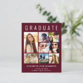 Budget 8 Photo Burgundy Graduation Announcement | Zazzle