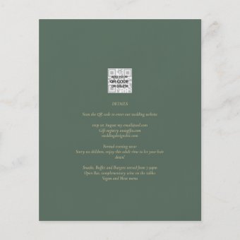 BUDGET All-in-1 Green Gold Wreath QR Code Wedding Flyer | Zazzle