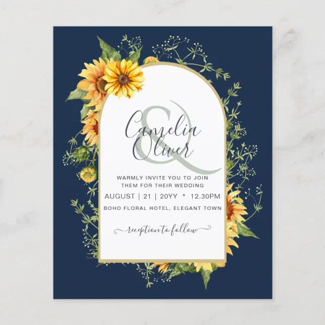BUDGET All-in-1 Rustic Sunflowers Greenery Wedding Flyer | Zazzle