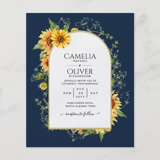 BUDGET All-in-1 Rustic Sunflowers Greenery Wedding Flyer | Zazzle