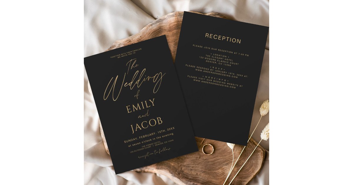 Budget All in One Black Gold Wedding Script | Zazzle