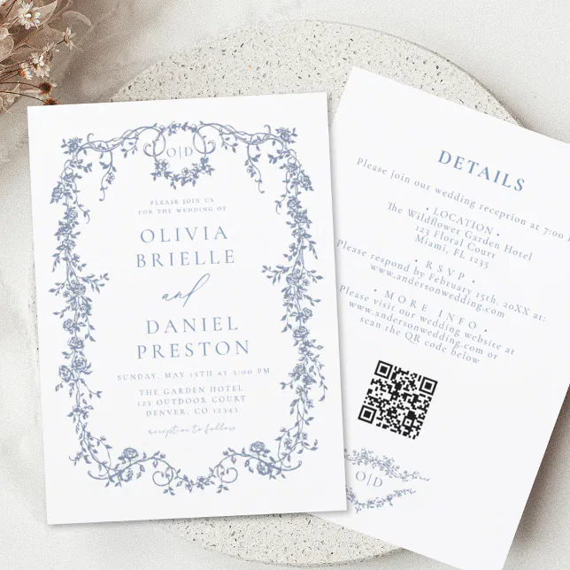 Budget All In One French QR Code Wedding | Zazzle