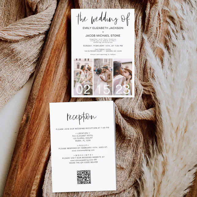 Budget All in One QR Code Wedding of Minimalist Flyer | Zazzle
