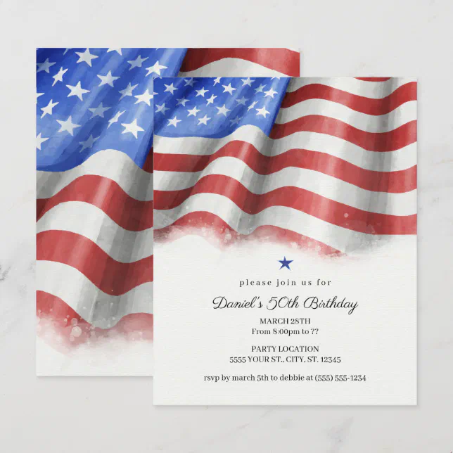 Budget American Flag Birthday Party Invitations | Zazzle