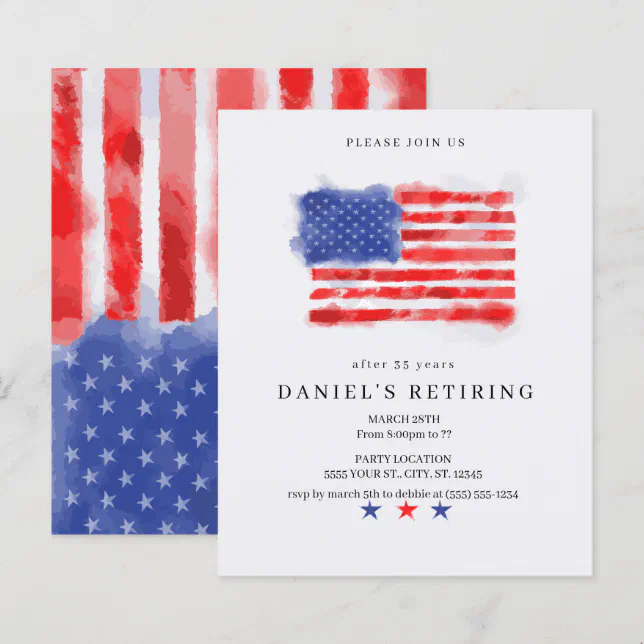 Budget American Flag Retirement Invitations | Zazzle