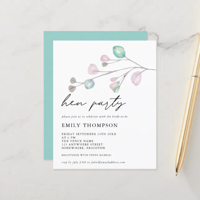 Budget Artsy Leaves Hen Party Invitation | Zazzle