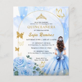 Budget Baby Blue Dress Princess Photo Quinceañera | Zazzle