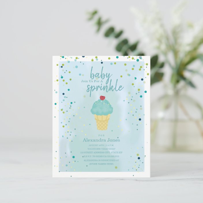 Budget Baby Sprinkle Blue Ice Cream Baby Shower | Zazzle.com