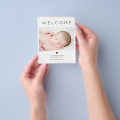 Budget baby welcome photo birth announcement flyer | Zazzle