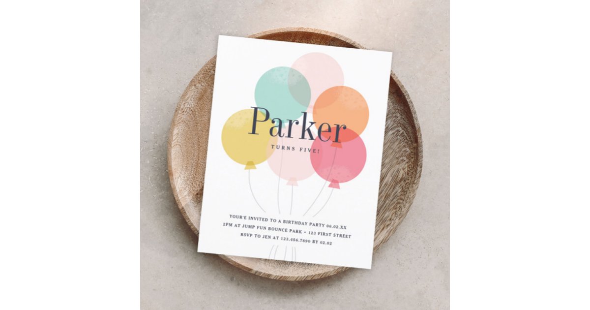 Budget balloon bunch birthday party invitation | Zazzle