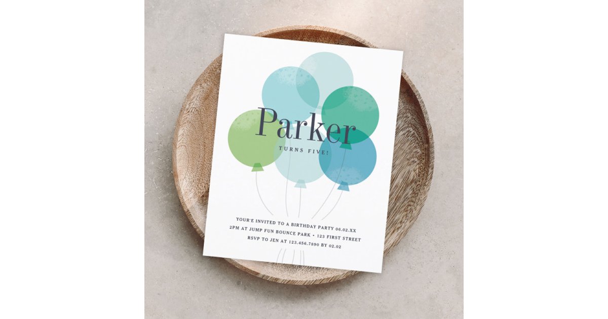 Budget balloon bunch birthday party invitation | Zazzle