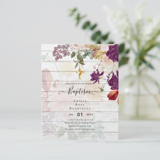 BUDGET BAPTISM Autumn Fall Floral Christening Inv. | Zazzle