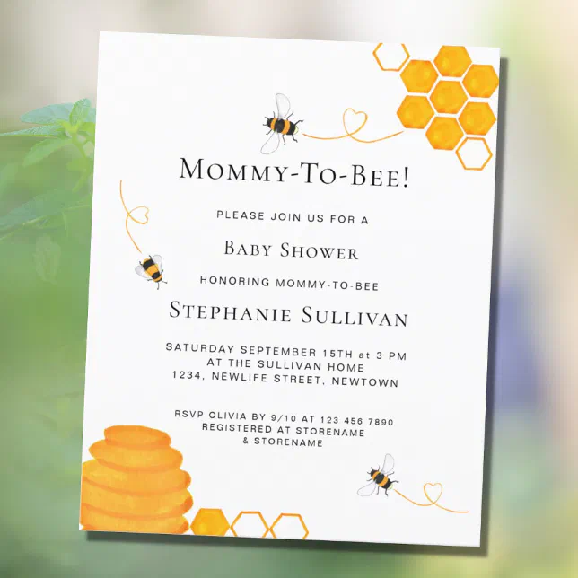 Budget Bee Baby Shower Invitation | Zazzle