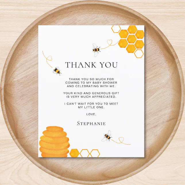 Budget Bee Baby Shower Thank You Card | Zazzle