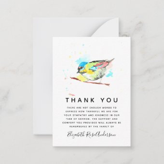 BUDGET Bird In Loving Memory Funeral Note Card | Zazzle