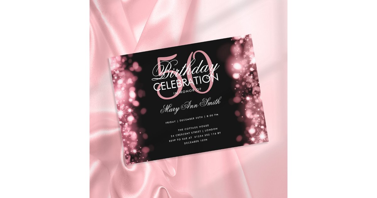 Budget Birthday Elegant Rose Gold Lights Invite | Zazzle