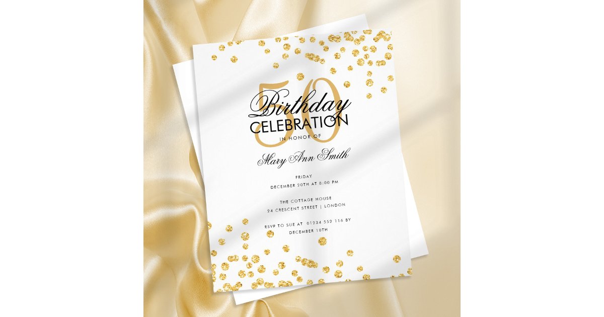Budget Birthday Gold Glitter Confetti Flyer | Zazzle