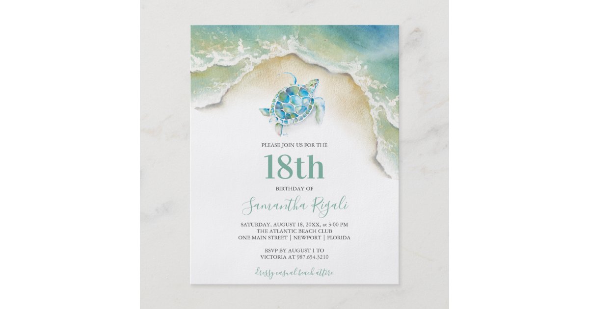 Budget Birthday Invitation Sea Turtle Flyer | Zazzle