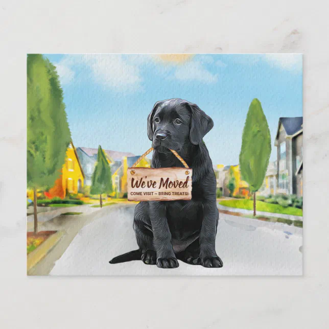 Budget Black Labrador We've Moved Dog Moving Card | Zazzle