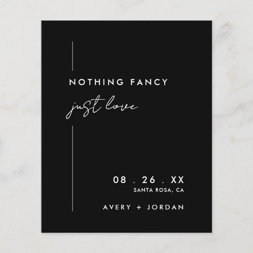 Budget Black Modern Nothing Fancy Just Love Flyer | Zazzle