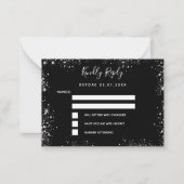 Budget black silver glitter sparkle wedding RSVP Note Card | Zazzle