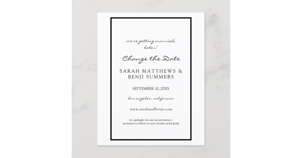 Budget Black & White Cancel or Change the Date Flyer | Zazzle