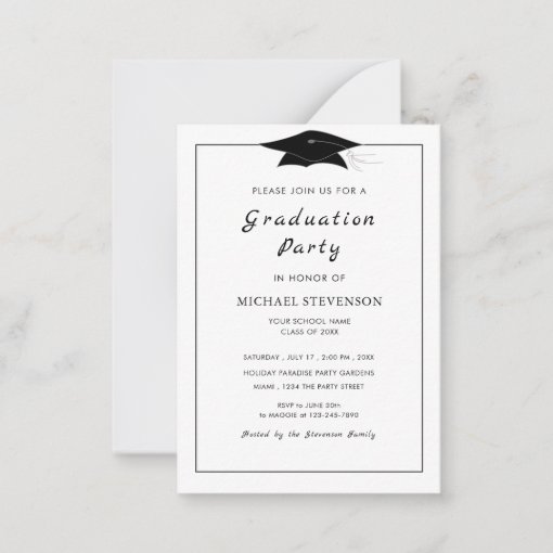 Budget Black White Graduation Party Invitation Cap | Zazzle
