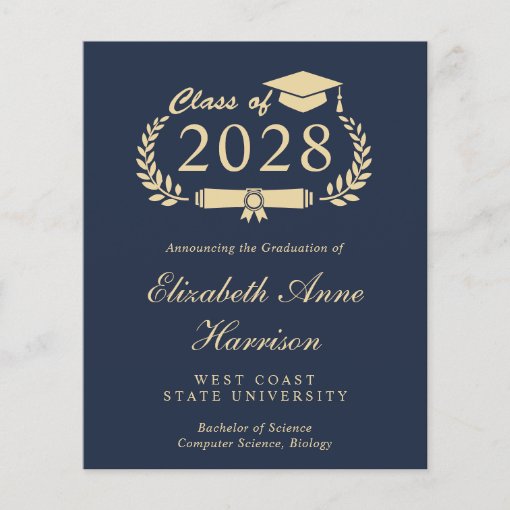 Budget Blue College Graduation Party Invitation | Zazzle