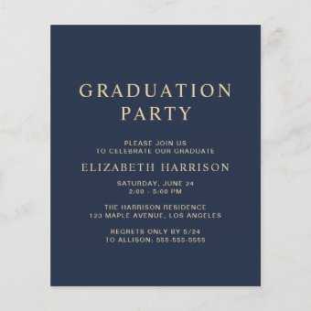 Budget Blue College Graduation Party Invitation | Zazzle