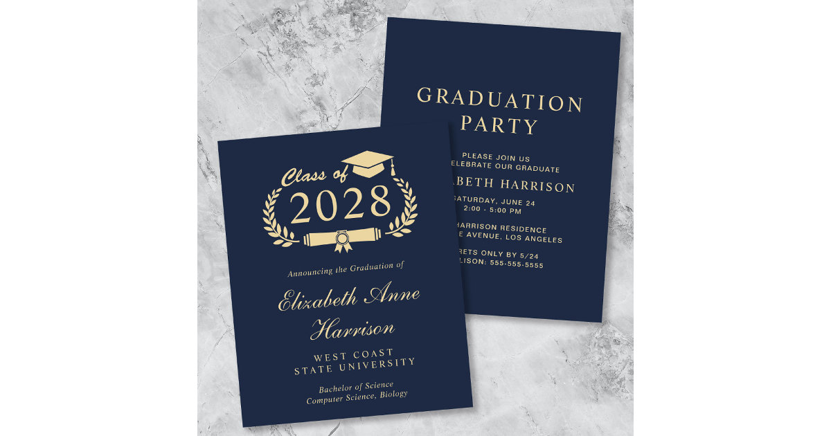 Budget Blue College Graduation Party Invitation | Zazzle