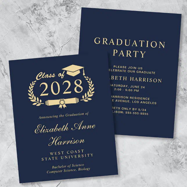Budget Blue College Graduation Party Invitation | Zazzle