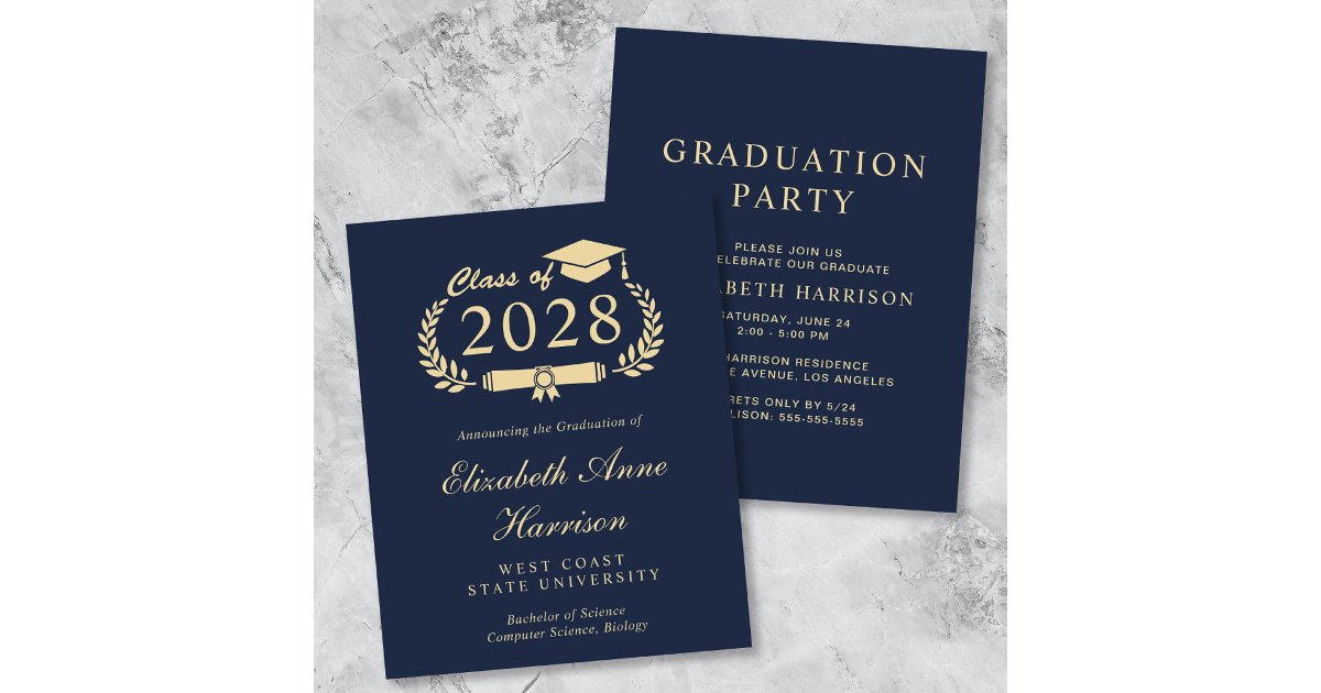 Budget Blue College Graduation Party Invitation | Zazzle