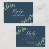 budget blue Eucalyptus Greenery Wedding reply Note Card | Zazzle