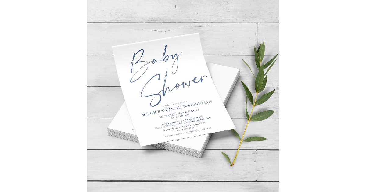 Budget Blue Handwritten Script Baby Shower FLYER | Zazzle
