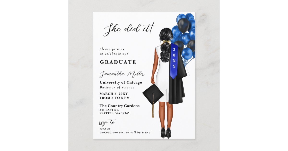 Budget Blue Photo She Did It Graduation | Zazzle
