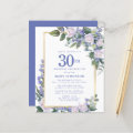 Budget Blue White Floral 30th Birthday Invitation | Zazzle