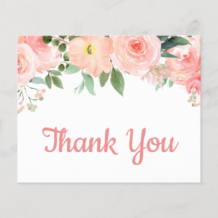 Budget Blush Pink Floral Thank You Card | Zazzle.com