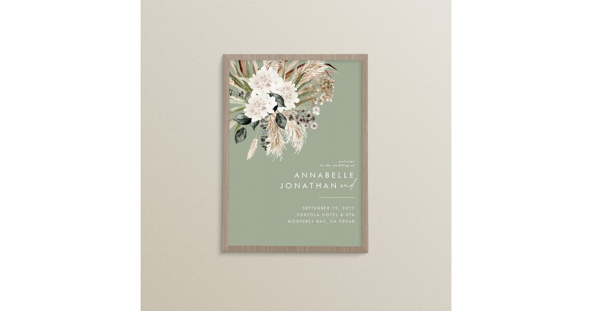 Budget boho botanical modern elegant sage green poster | Zazzle