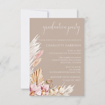 Budget Boho Chic Floral Photo Graduation Party Invitation | Zazzle