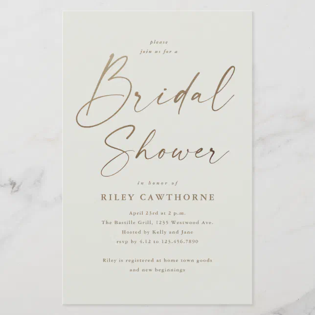 Budget Boho Gold Script Bridal Shower Invitation Zazzle