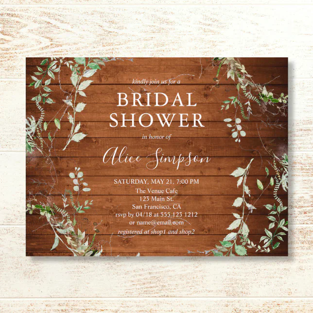 Budget Boho Rustic Greenery Bridal Shower Invitation Postcard | Zazzle