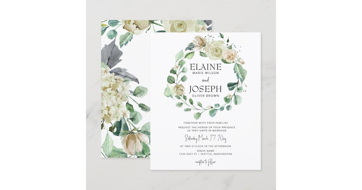 Budget Botanical Neutral Floral Wedding Invitation | Zazzle