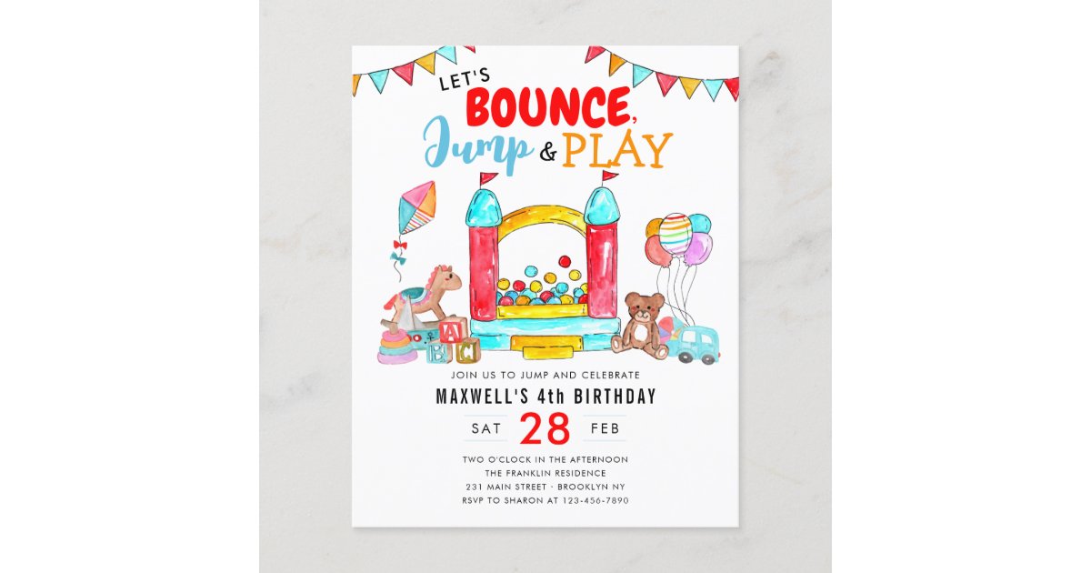 Budget Bounce Jump Play Kids Trampoline Birthday | Zazzle