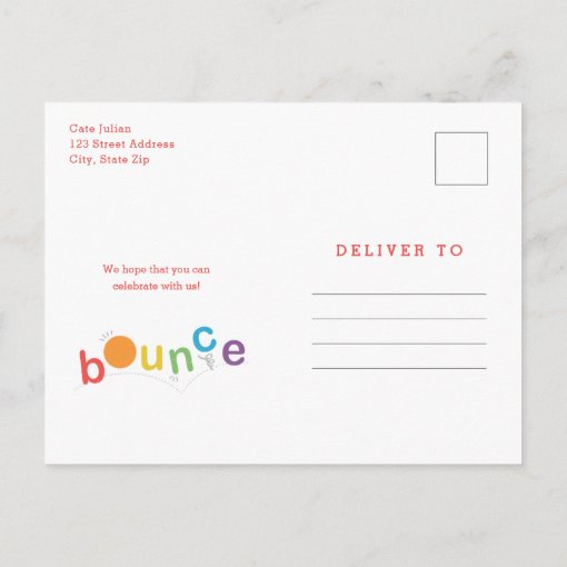 Budget Bounce Kids Birthday Party Invitation Postcard | Zazzle