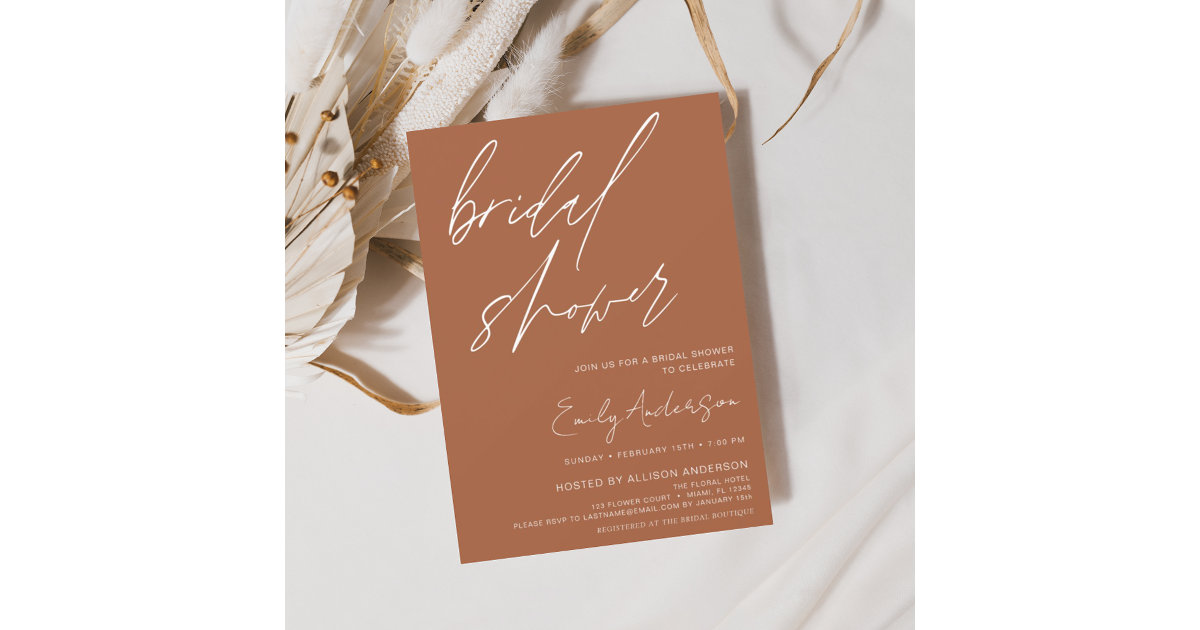 Budget Bridal Shower Burnt Orange Terracotta Flyer | Zazzle