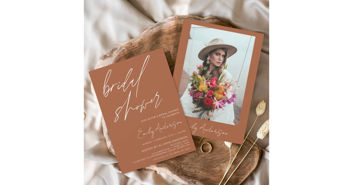 Budget Bridal Shower Burnt Orange Terracotta Flyer | Zazzle