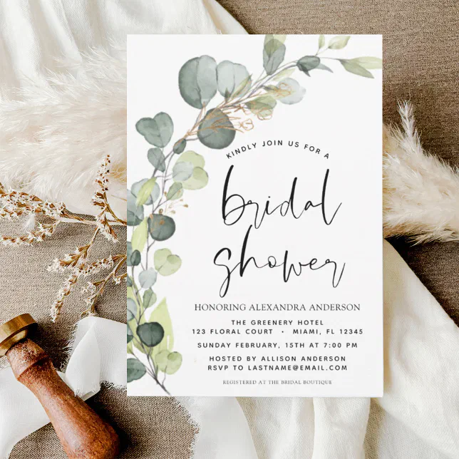 Budget Bridal Shower Greenery Eucalyptus Succulent Flyer | Zazzle
