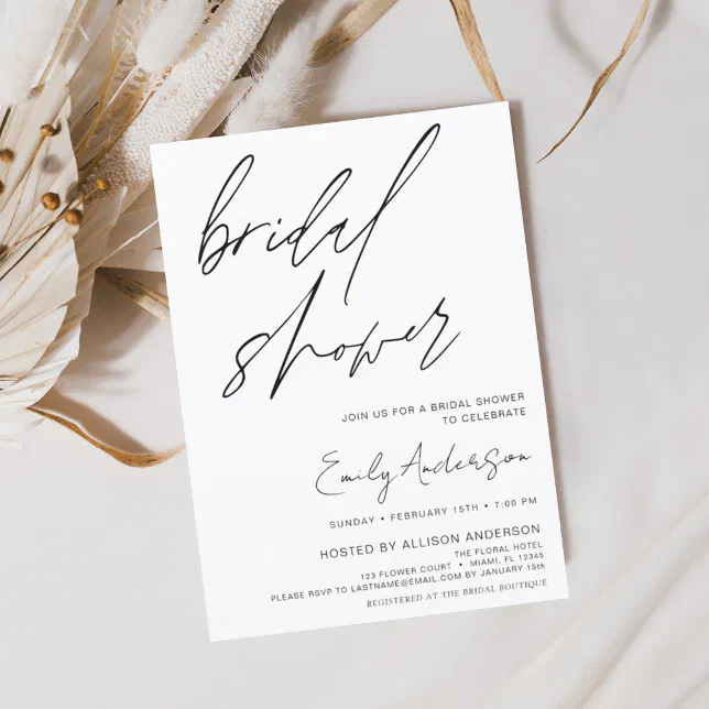 Budget Bridal Shower Handwritten Script Minimalis Flyer | Zazzle