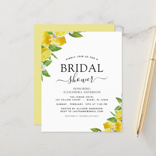 Budget Bridal Shower Lemon Citrus Invitations | Zazzle.com