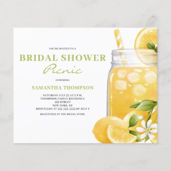 Budget Bridal Shower Picnic Lemon Invitation Flyer | Zazzle